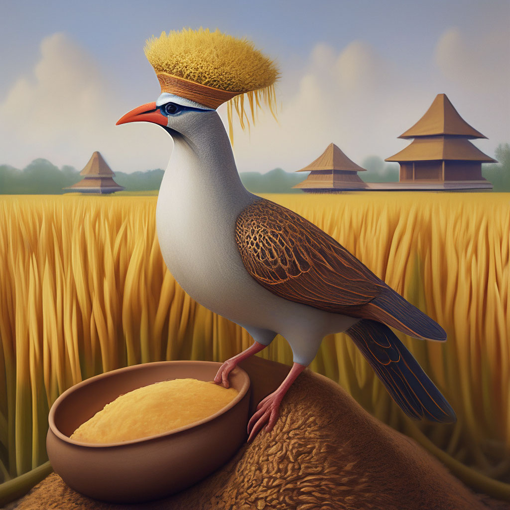 "Rice bird" — image created in Shedevrum