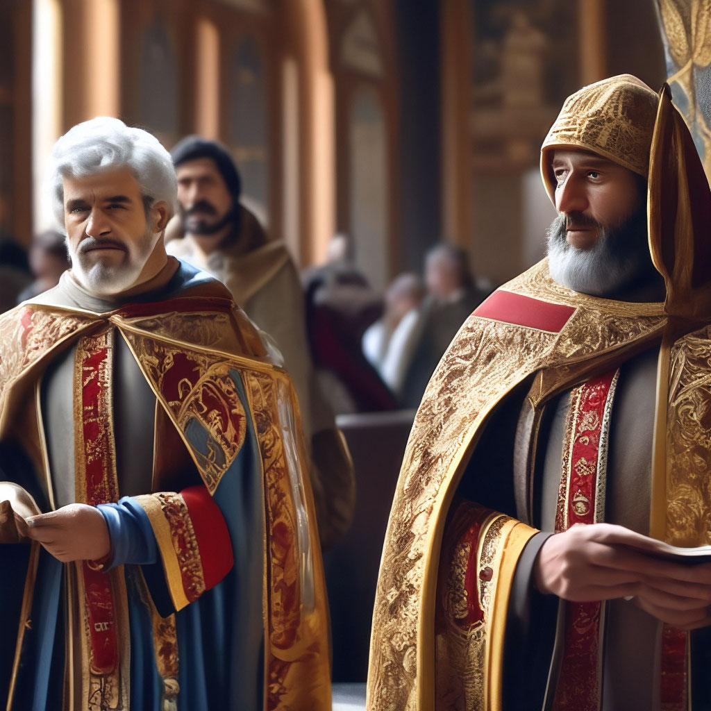 "Rude and dark, severe medieval Spanish ambassadors, 40-45 years old ...