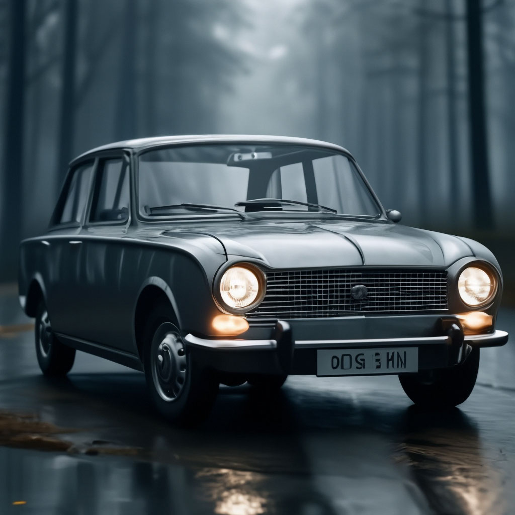 "The car 1700 in 4K quality fits into the screen gray realistic gloomy ...