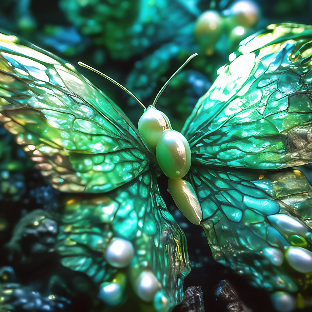 "©Copyright: ElenaBreeva. Theme: underwater marine pearl butterflies ...