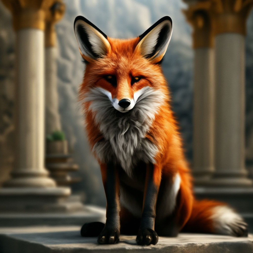 "Ancient greek fox" — image created in Shedevrum