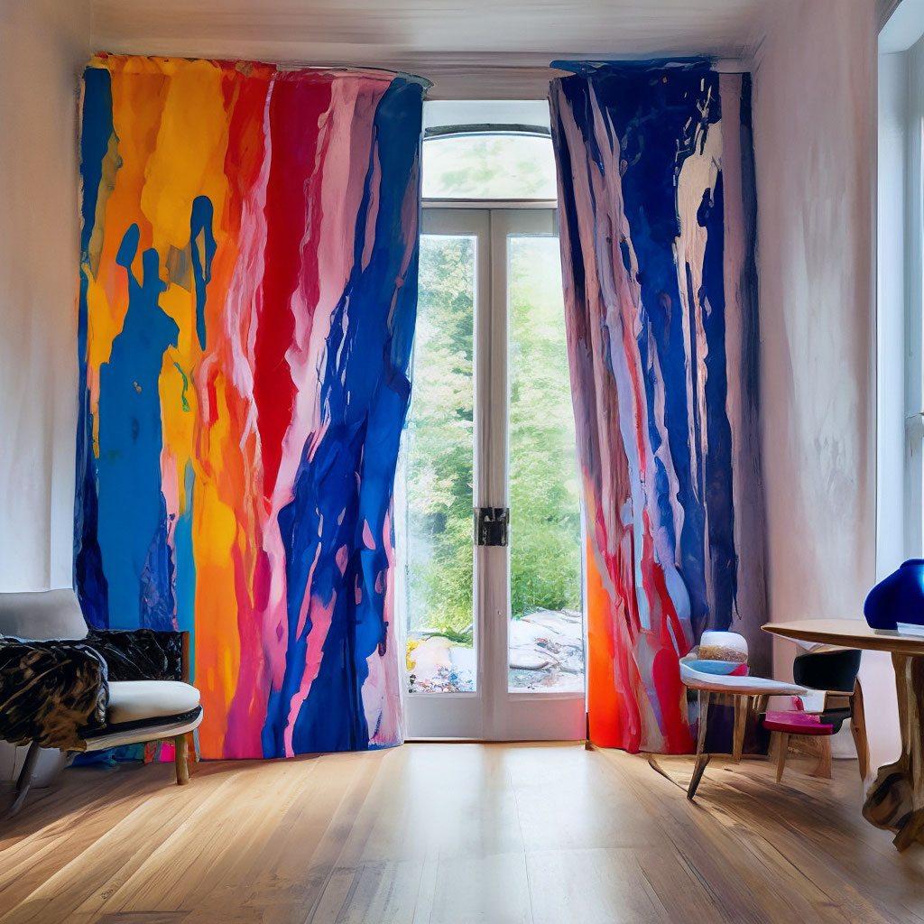"Curtain made of paint" — image created in Shedevrum