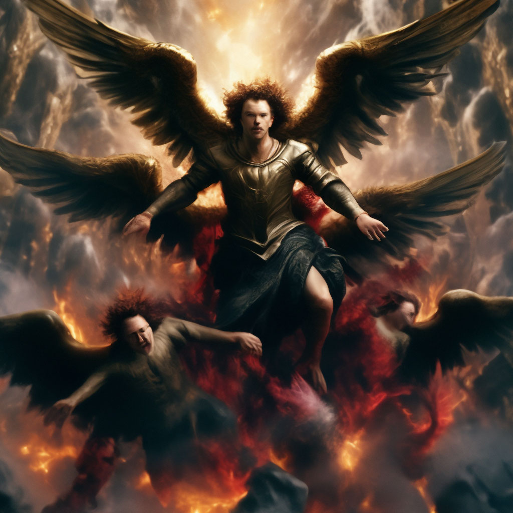 "The Fall of the Rebel Angels, realistic, 4k, high resolution, high ...