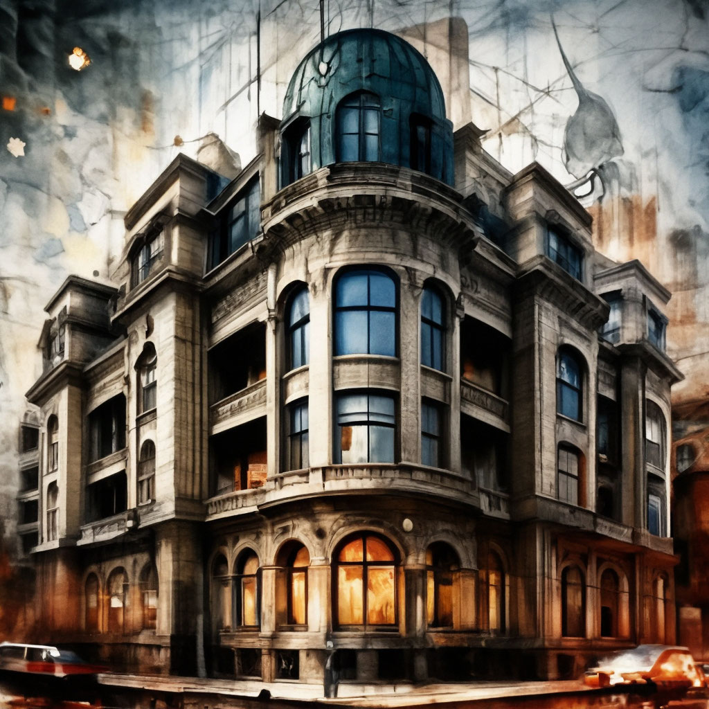 "Daub watercolor, ink, nervously, architecturisto,Secession ...