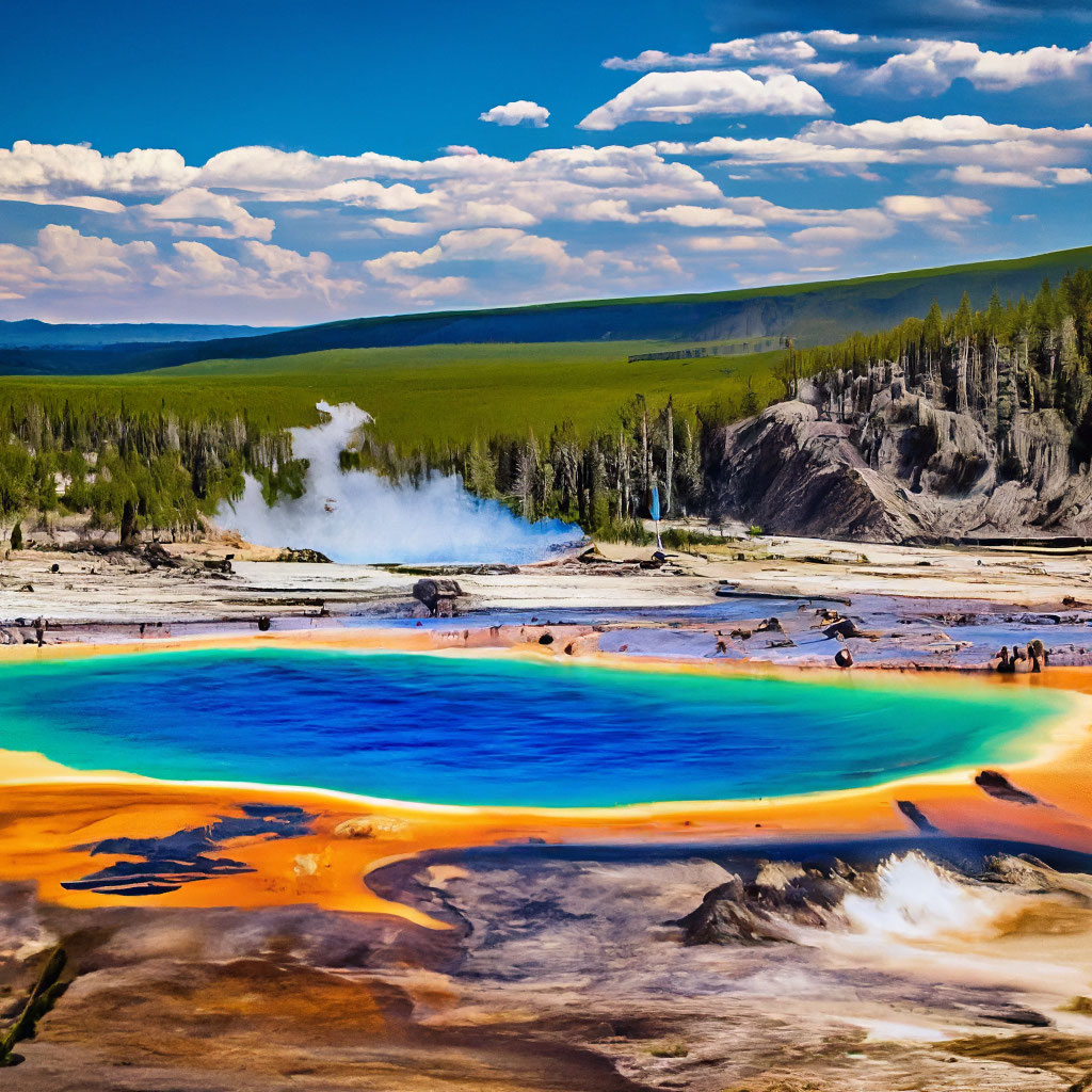 "Yellowstone National Park (USA) There are many geysers, picturesque ...