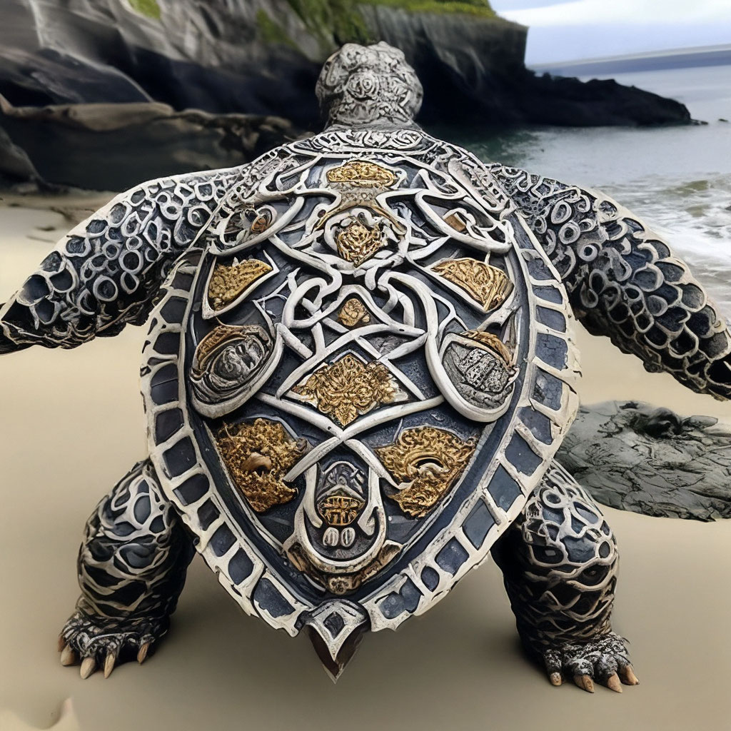 "Large detailed turtle, beautiful Celtic ornament on the shell, 32k ...