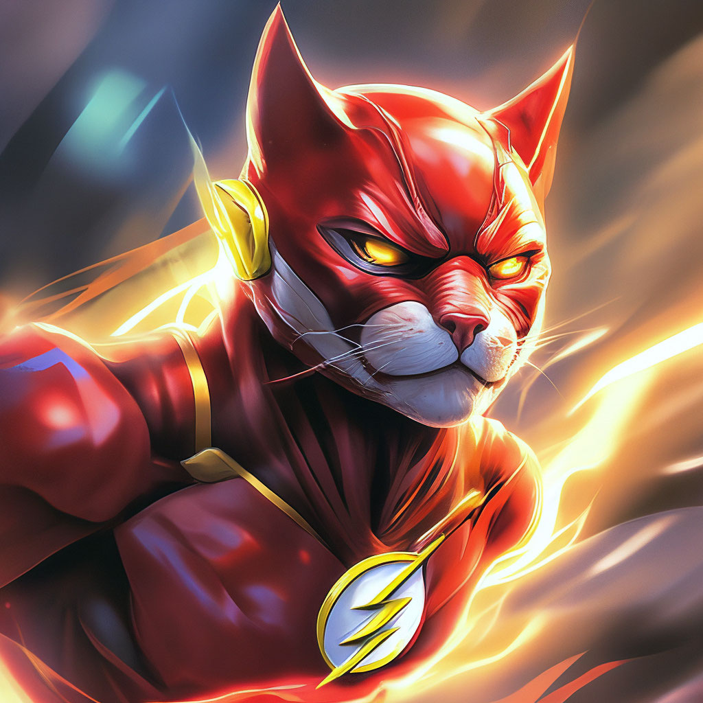"Cat flash from marvel" — image created in Shedevrum