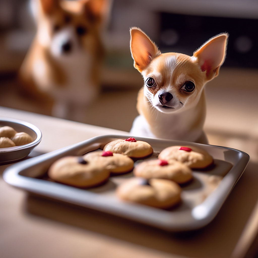 "Chihuahua bakes cookies" — image created in Shedevrum