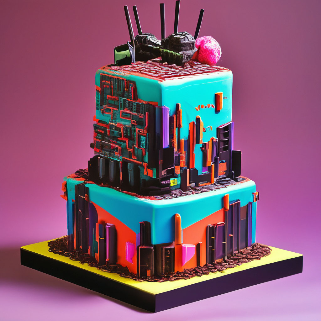 "The cake is delicious" — image created in Shedevrum
