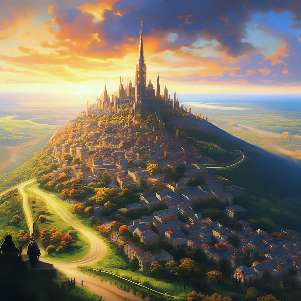 "Shining city on a hill" — image created in Shedevrum