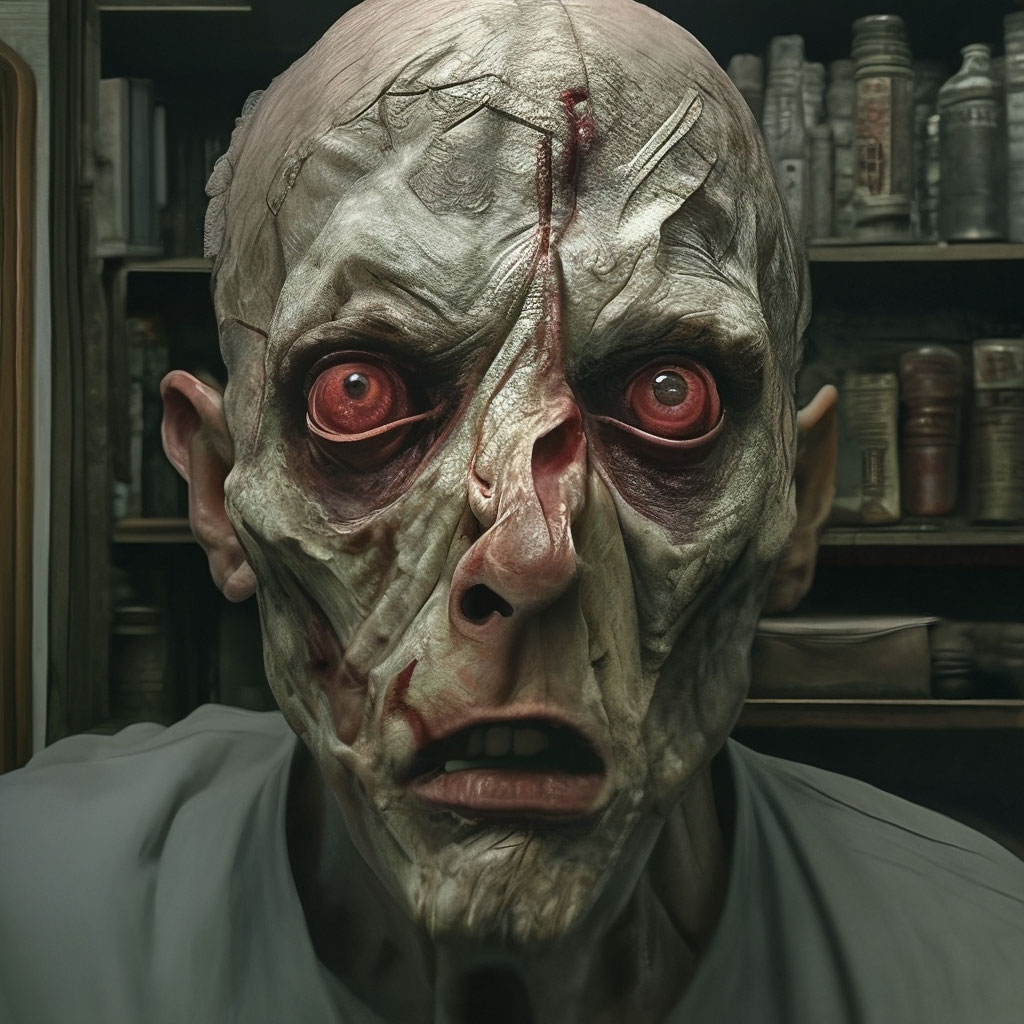 "A man with a disfigured face, hyperrealism, horror, horror, scary ...