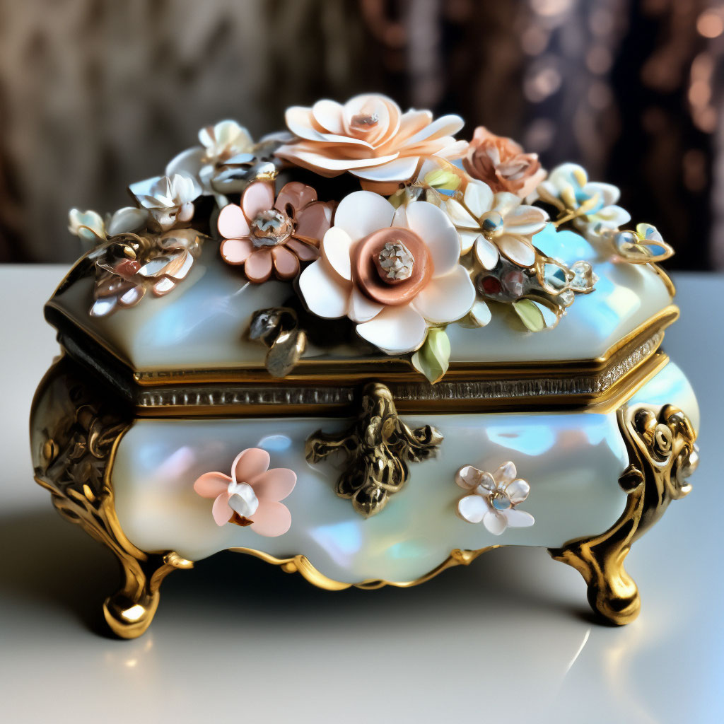 "Casket with flowers handle in 3d colors mother of pearl and ...