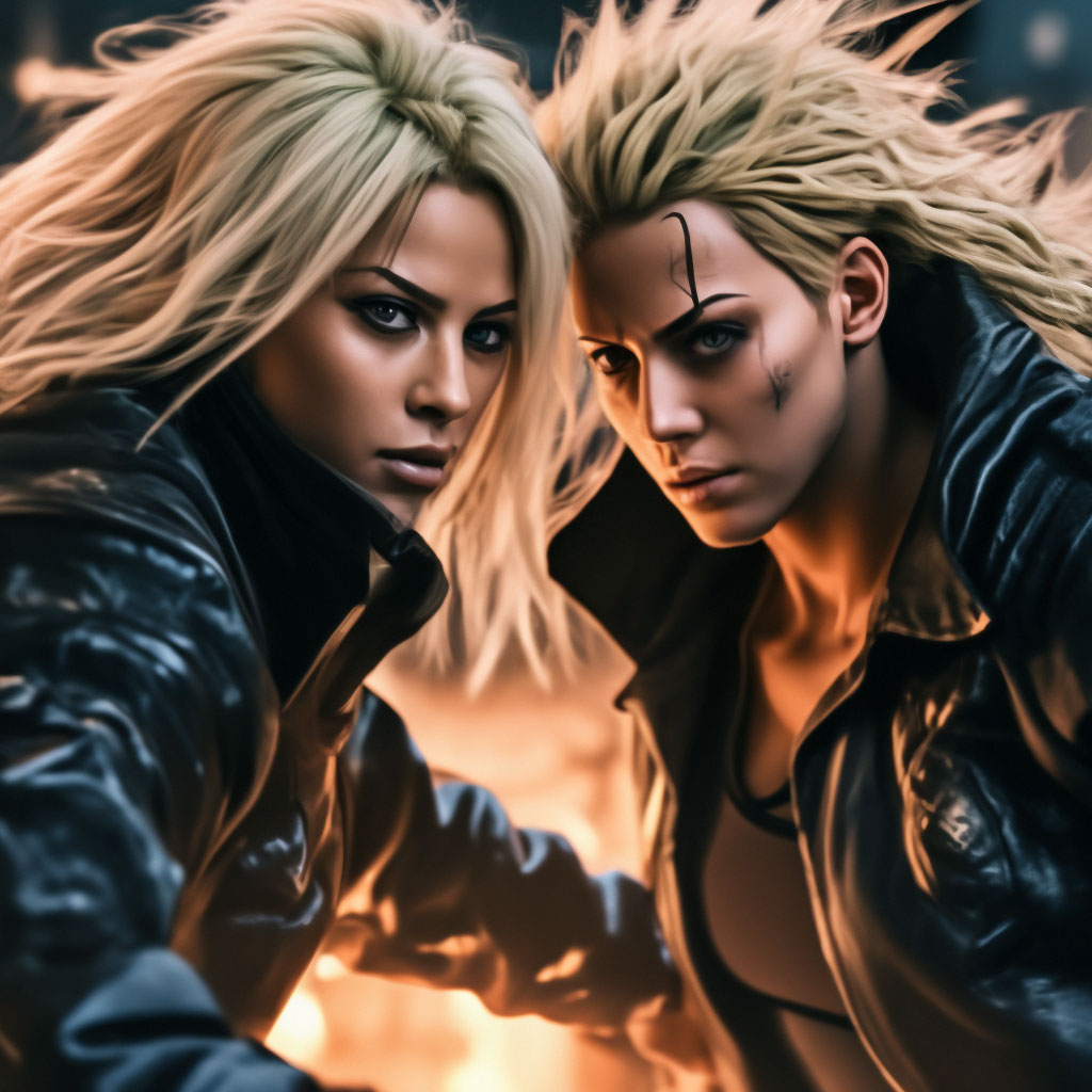 "Anime dorohedoro Nikaido vs Noi" — image created in Shedevrum