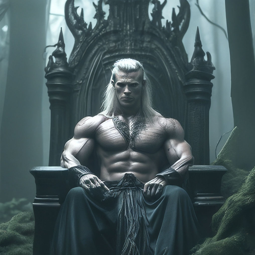 "Evil karol sits on the throne young muscular" — image created in Shedevrum