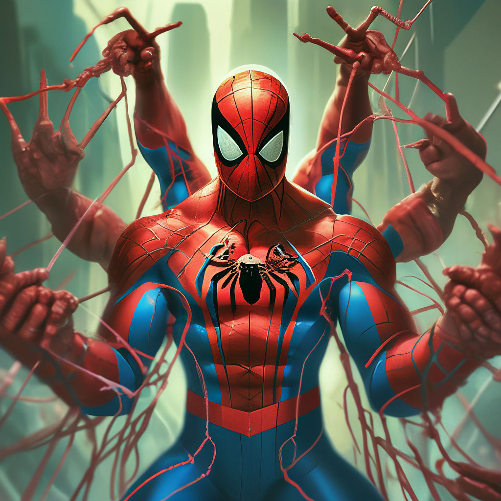 "Spider-Man with eight arms" — image created in Shedevrum