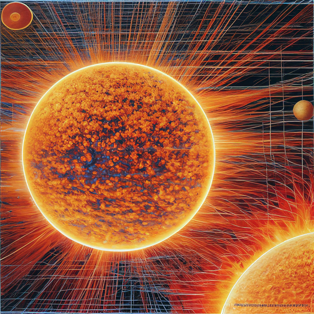"The sun and its prominences in scale, solar mosaic" — image created in ...