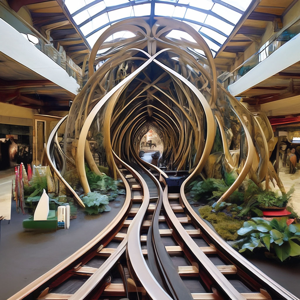 "An elaborate sculpture of railway tracks" — image created in Shedevrum