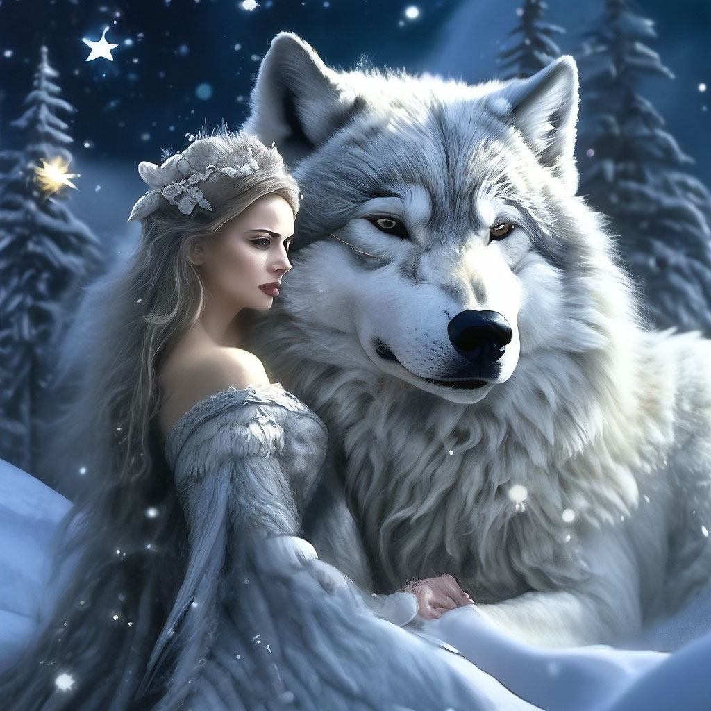 "Winter fairy tale,epic,fabulous in full growth, big beautiful fluffy ...