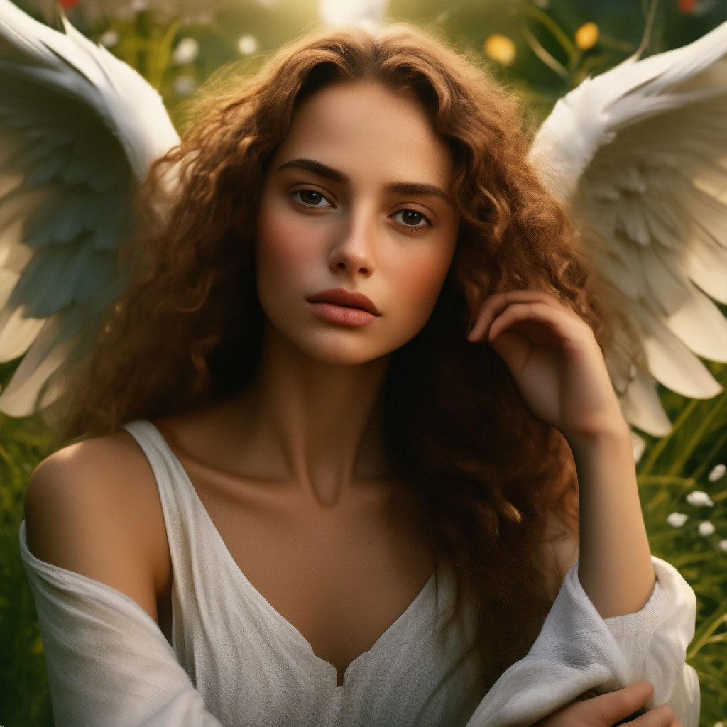"Angel wishing good to all, paradise, meadows, masterpiece, maximum ...