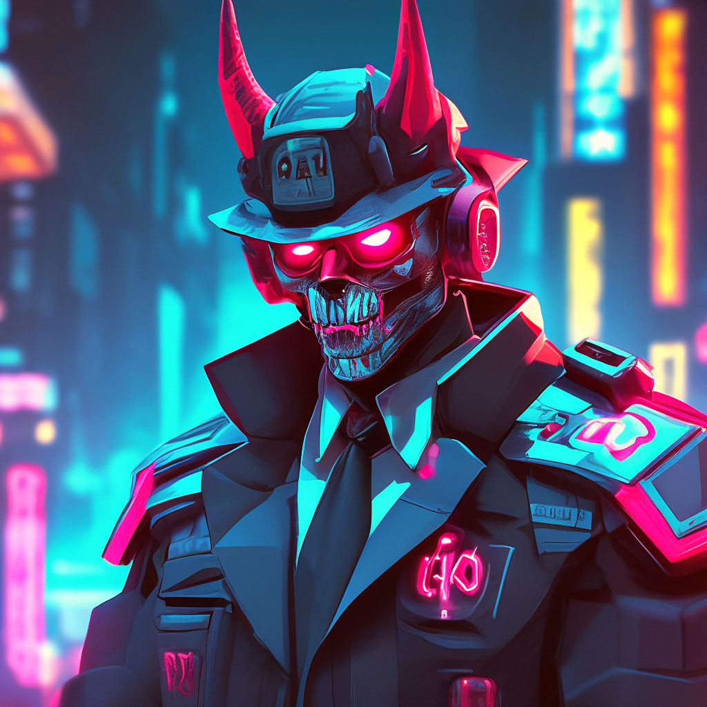 "The demon cop from cyberpunk" — image created in Shedevrum