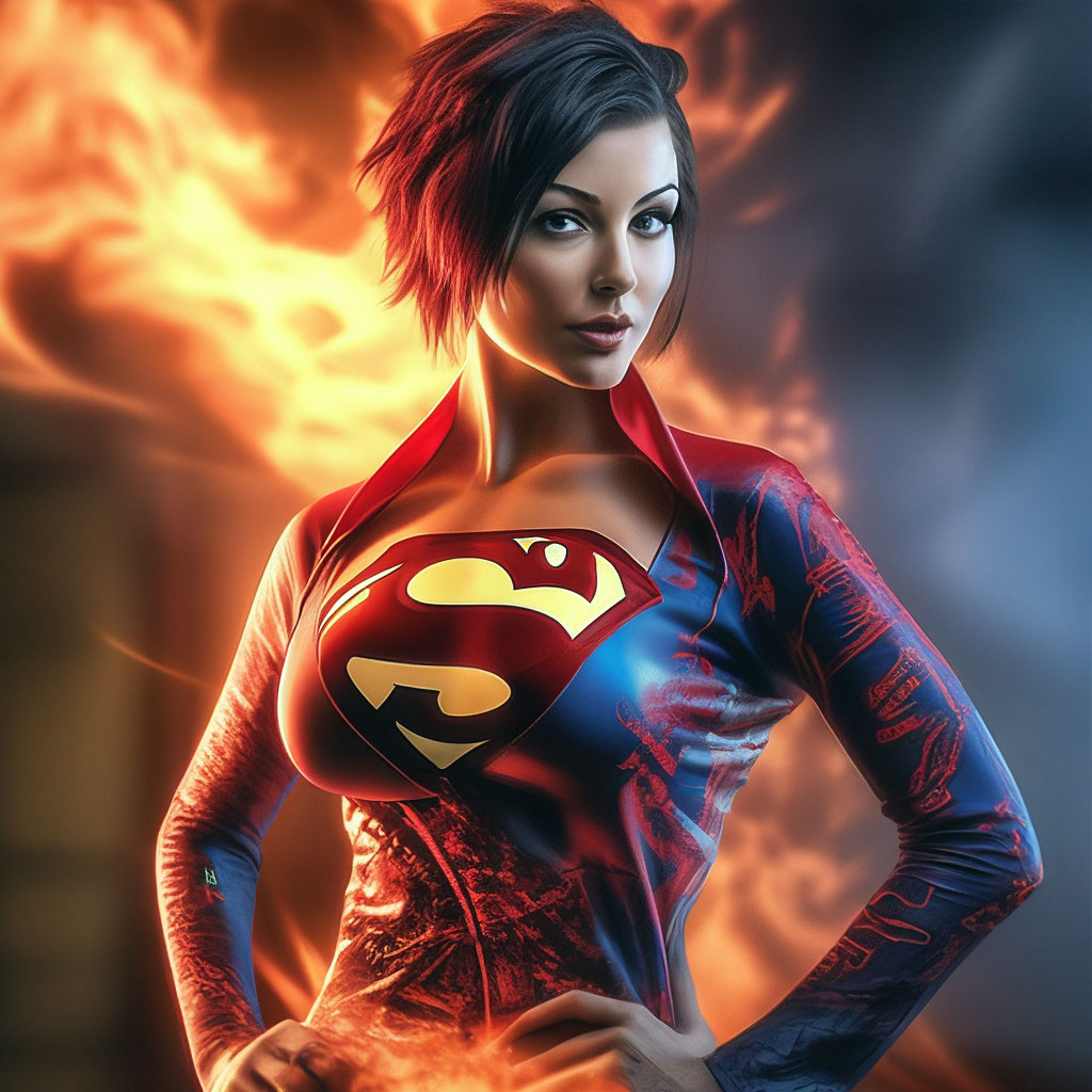 "Superman,juicy lips,teeth,perfect body,hell eyes, big bust, no top ...