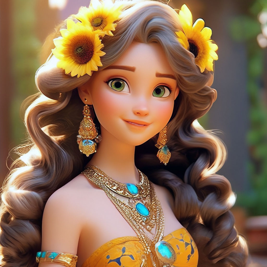 "Sunny princess, sophisticated jewelry, expressive eyes, interesting ...
