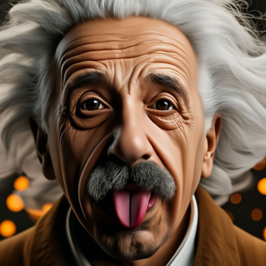 "Albert Einstein stuck out his tongue" — image created in Shedevrum
