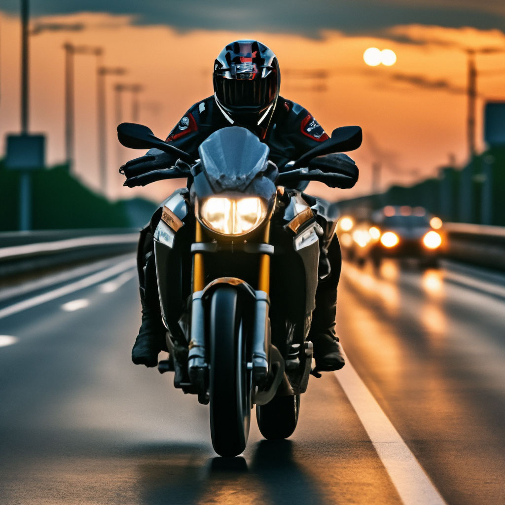 "Mkad, dawn, motorcycle" — image created in Shedevrum