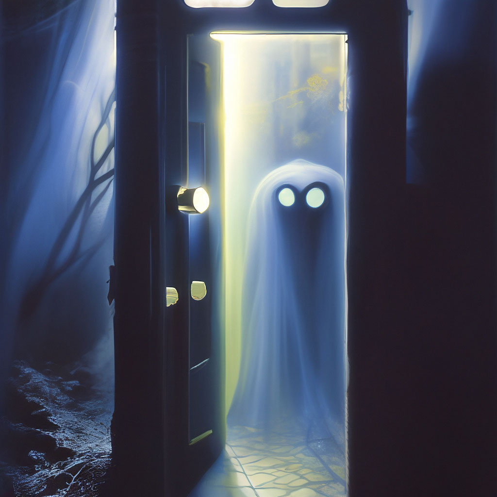 "An open door from which two eyes glowing in the dark look at you ...