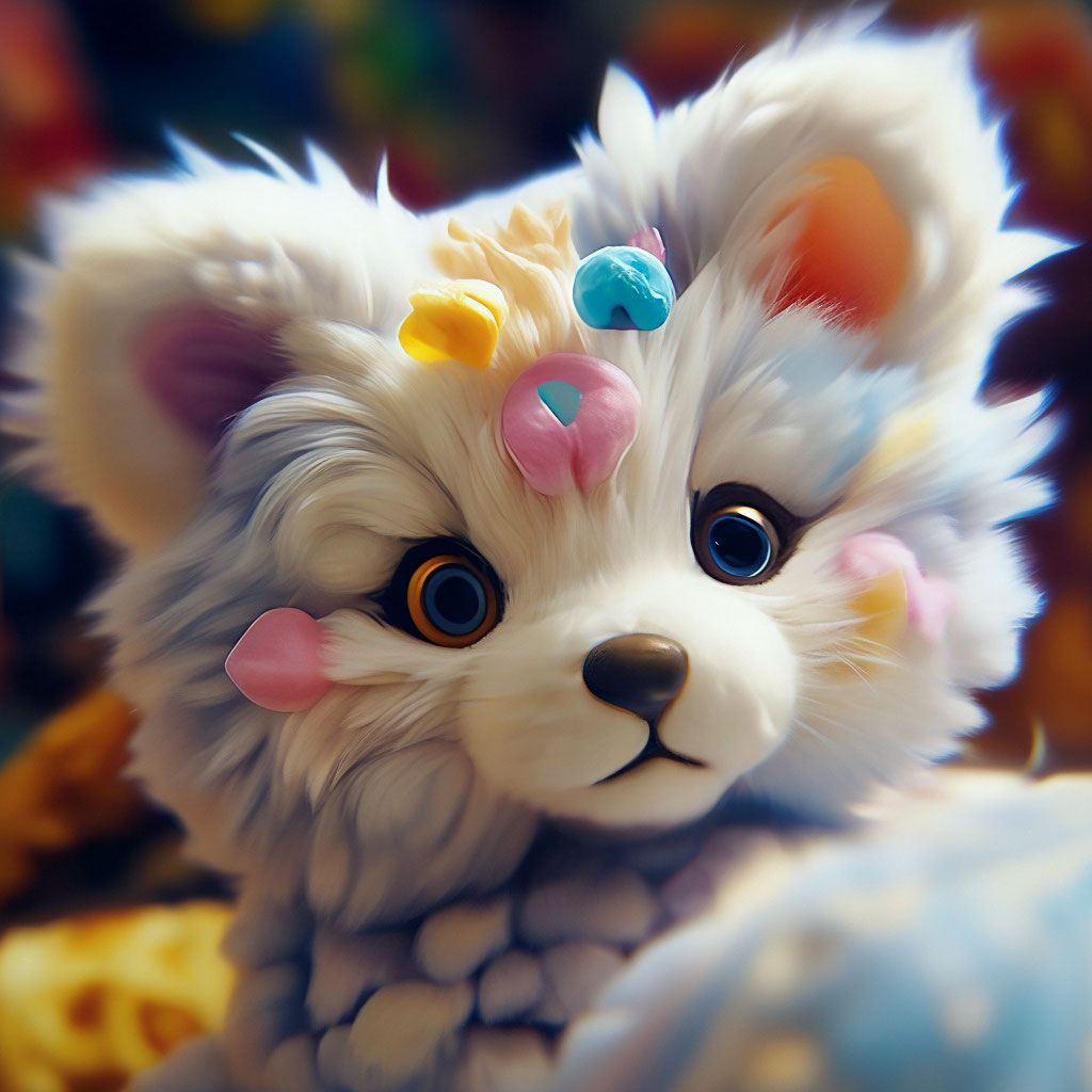 "Teddy bear mixed cat, fluffiness, sweetness, hyperdetalization ...