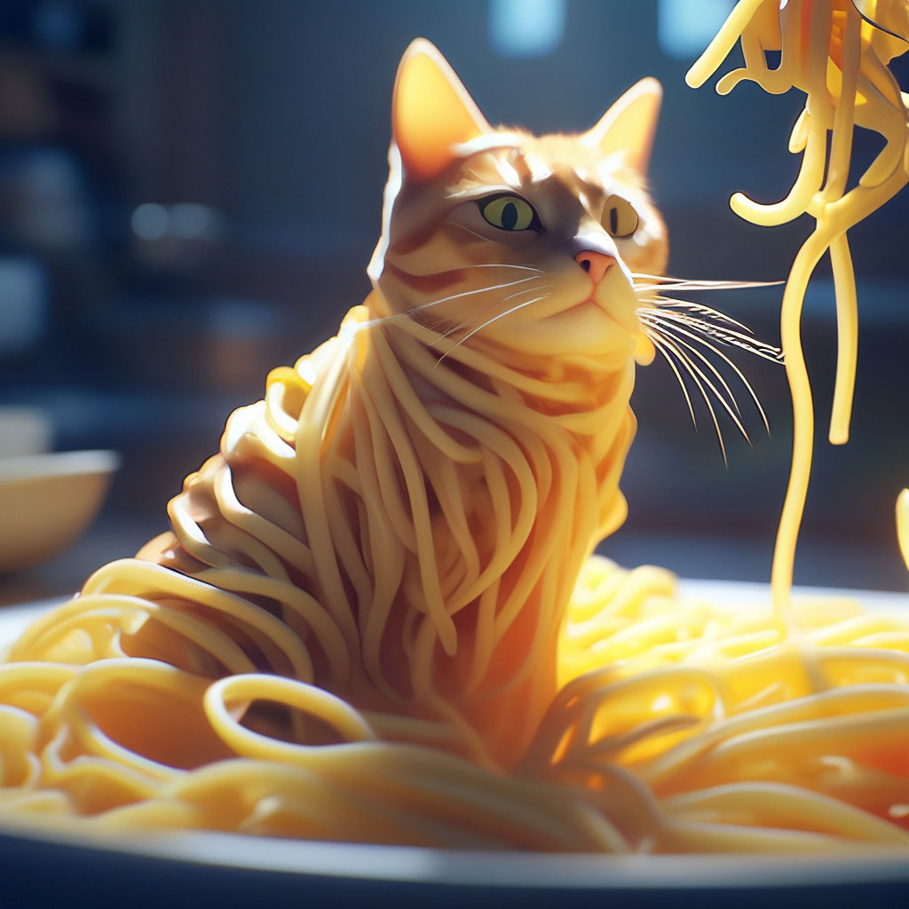 "Metamorphosis of a spaghetti cat, perfect composition, masterpiece ...