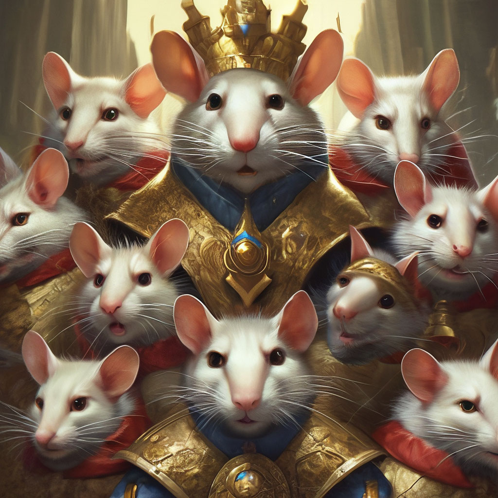 "The rat king with these heads" — image created in Shedevrum
