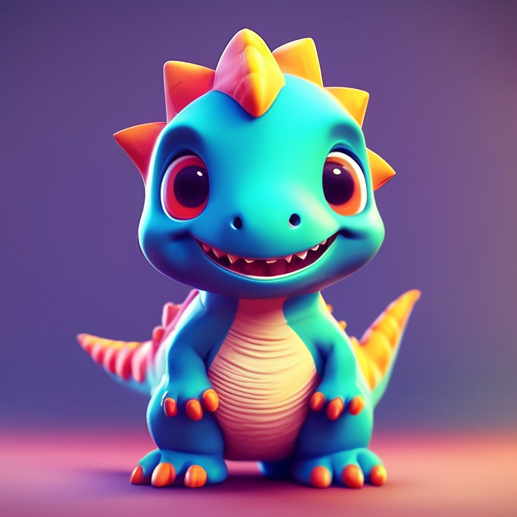 "Cute dinosaur" — image created in Shedevrum