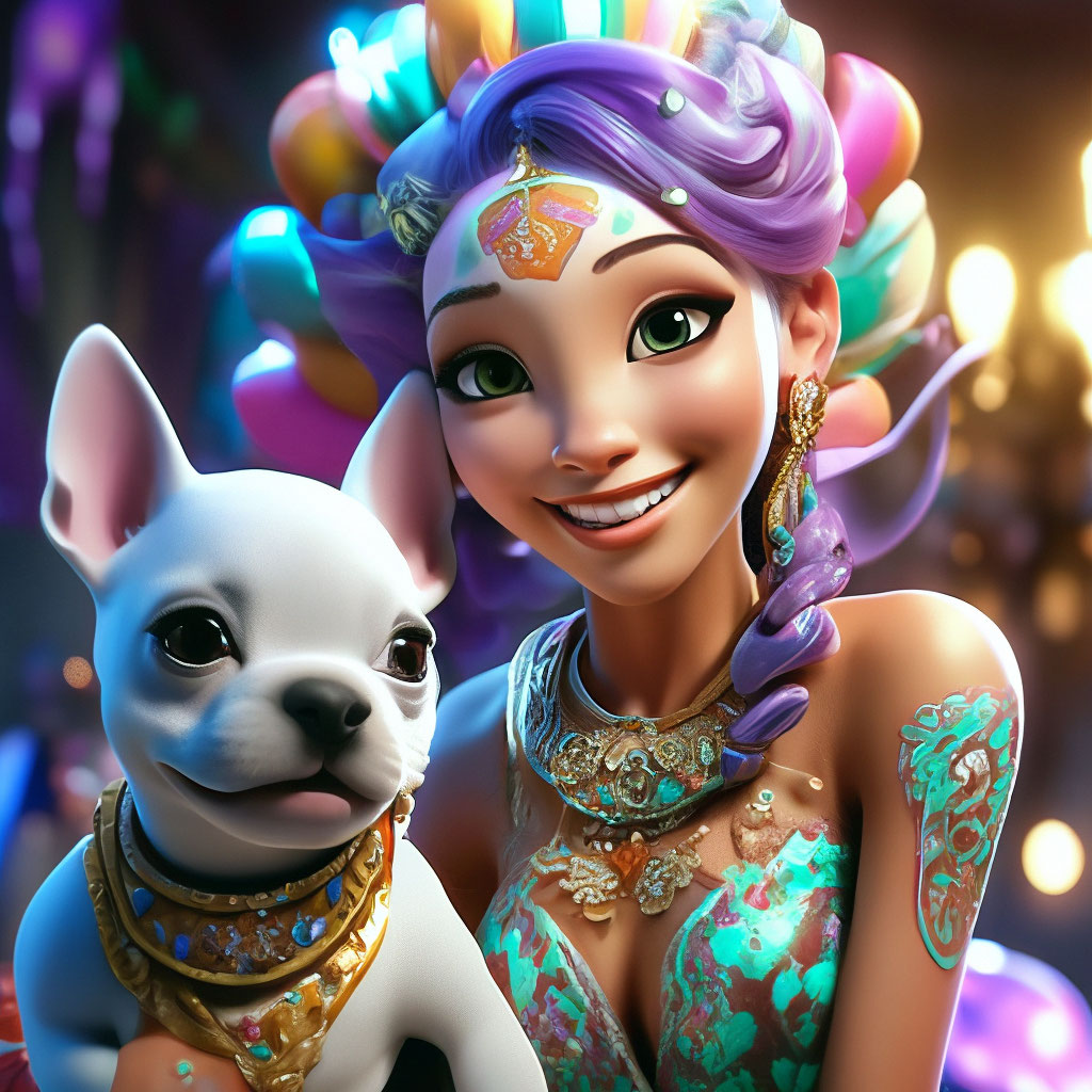 "Cartoon alien and french bulldog, hyperrealistic, 7k, high quality ...