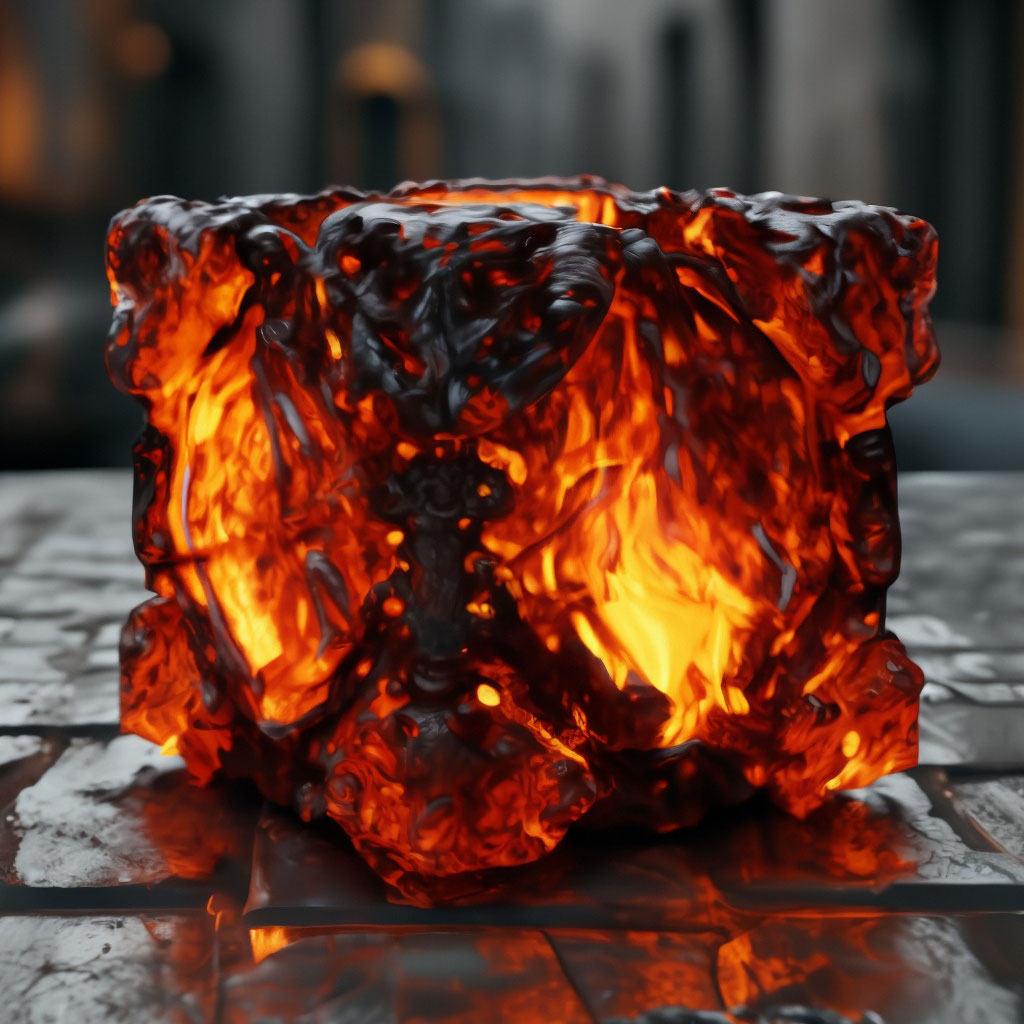 "Fire cube high detail" — image created in Shedevrum