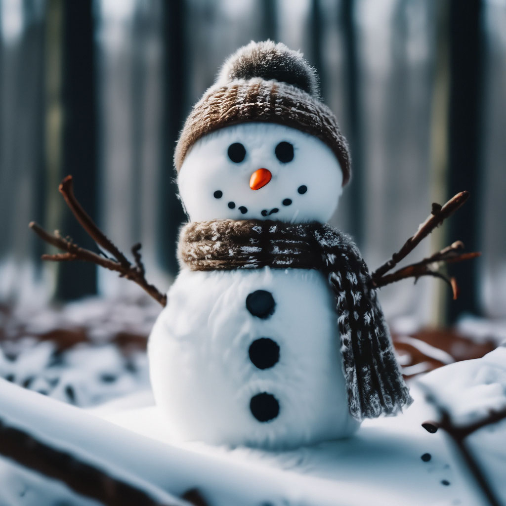 "Snowman winter , professional photo, 30mm lens, 1/250s, f/2.8, 4k ...