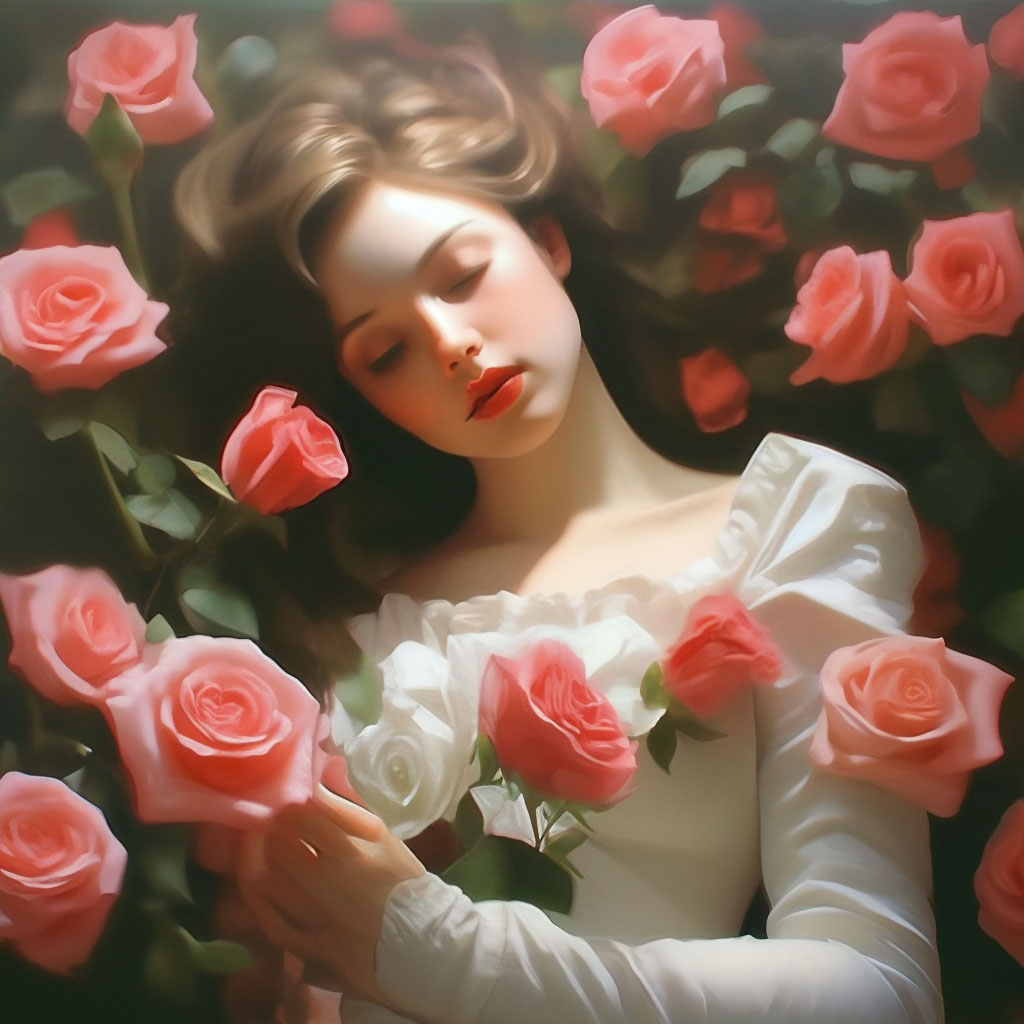 "The soul of a girl of roses" — image created in Shedevrum