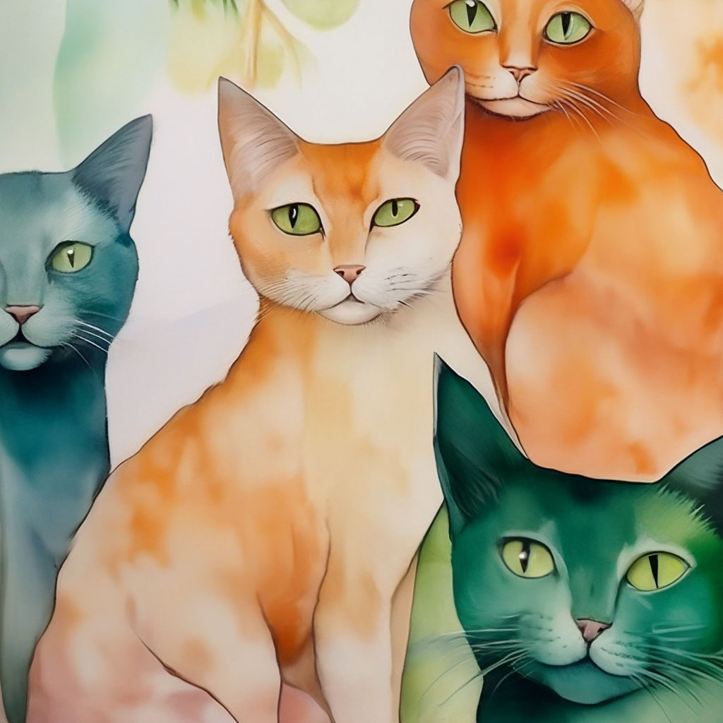 "⚜️⚜️⚜️⚜️⚜️ Louis Wayne, cats, drawing details, watercolor drawing, ink ...
