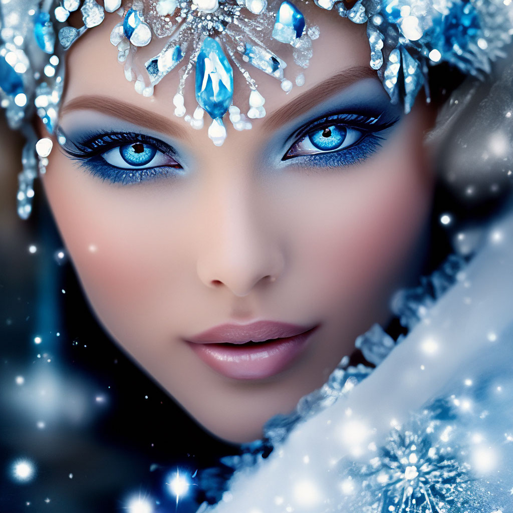 "Charming snow maiden,sparkling snowflakes crystals, snow, magazine ...