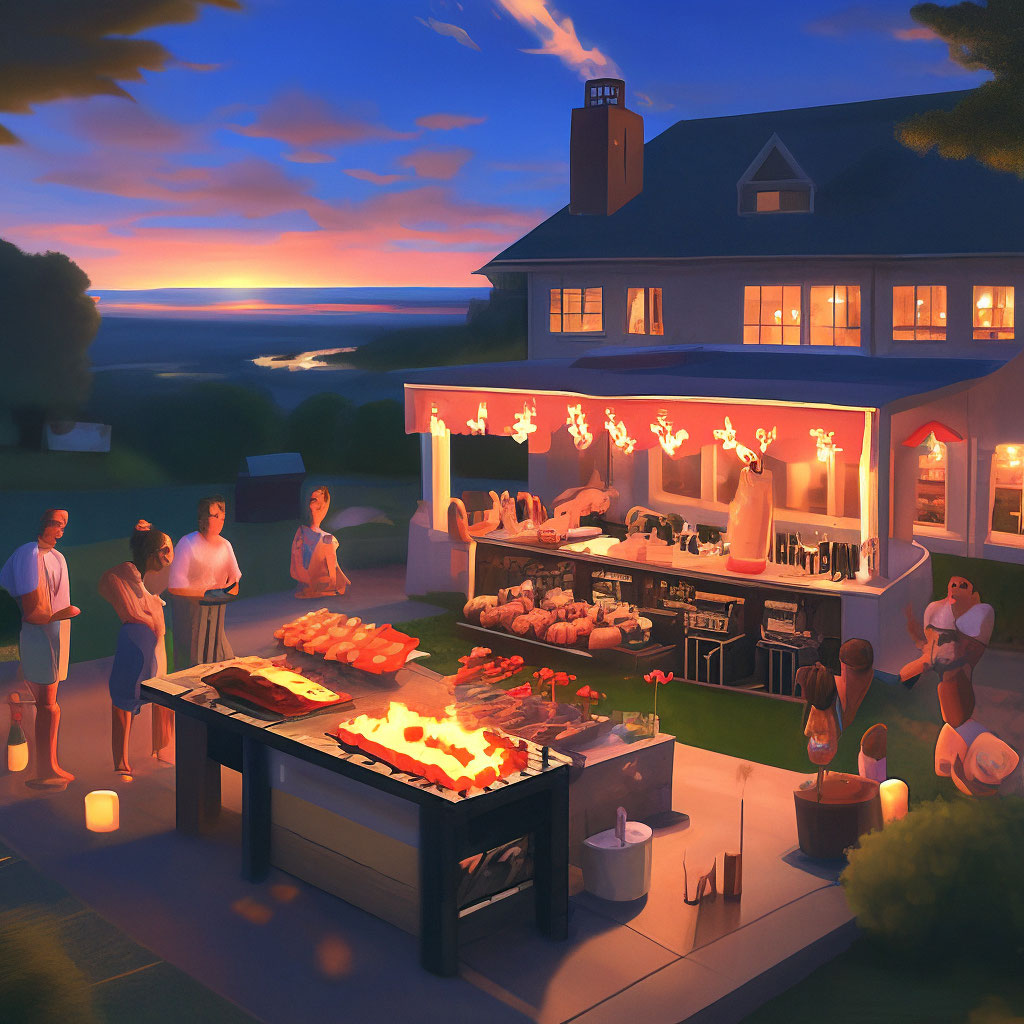 "Barbecue at night" — image created in Shedevrum