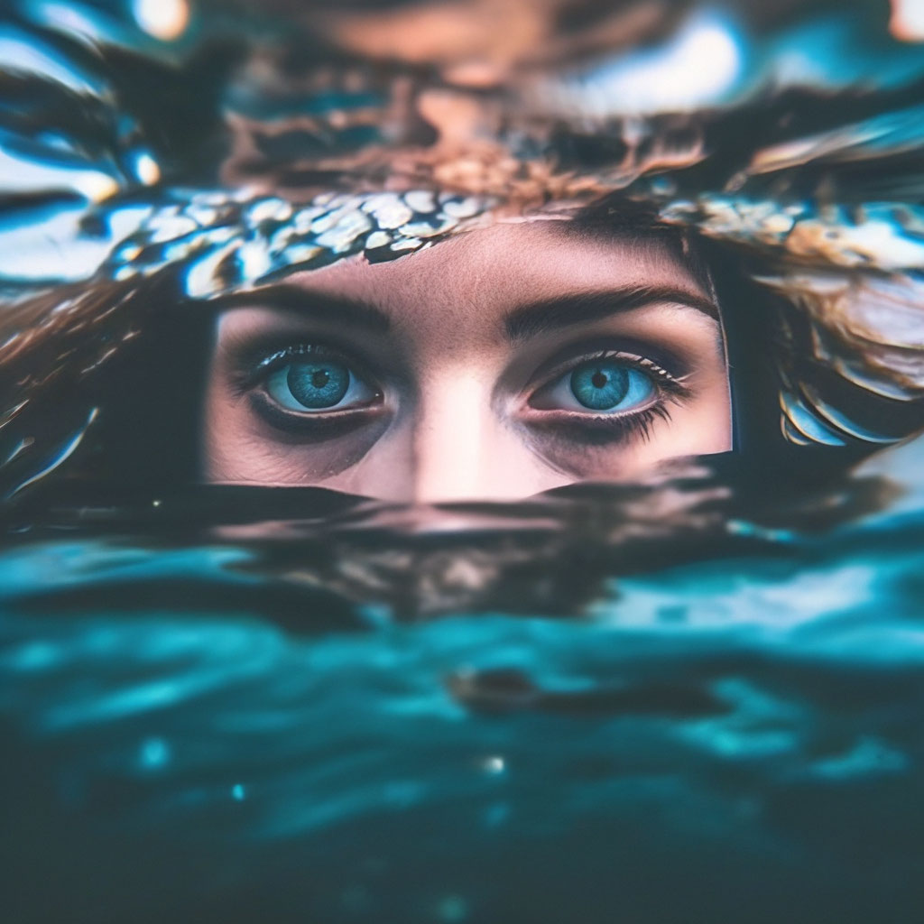 "I'm drowning in your eyes" — image created in Shedevrum
