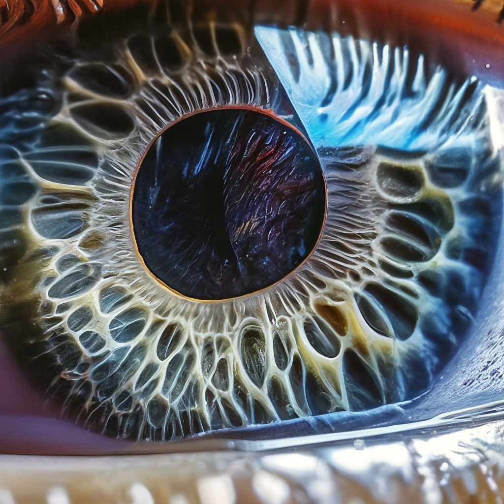 "Glass eyes, the white abyss is reflected in the eye, dudlin style ...