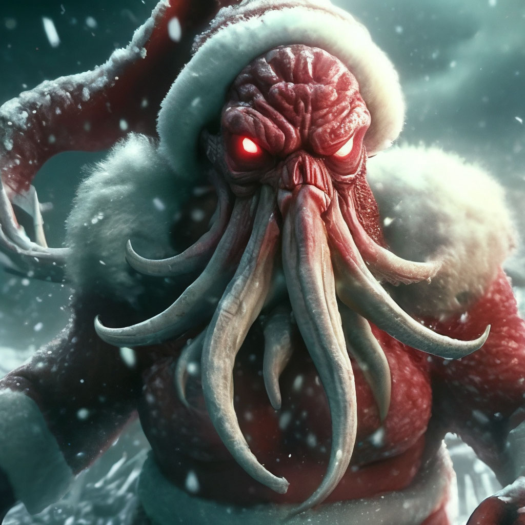 "Cthulhu as Santa Claus, maximum photorealism, textured details, red ...