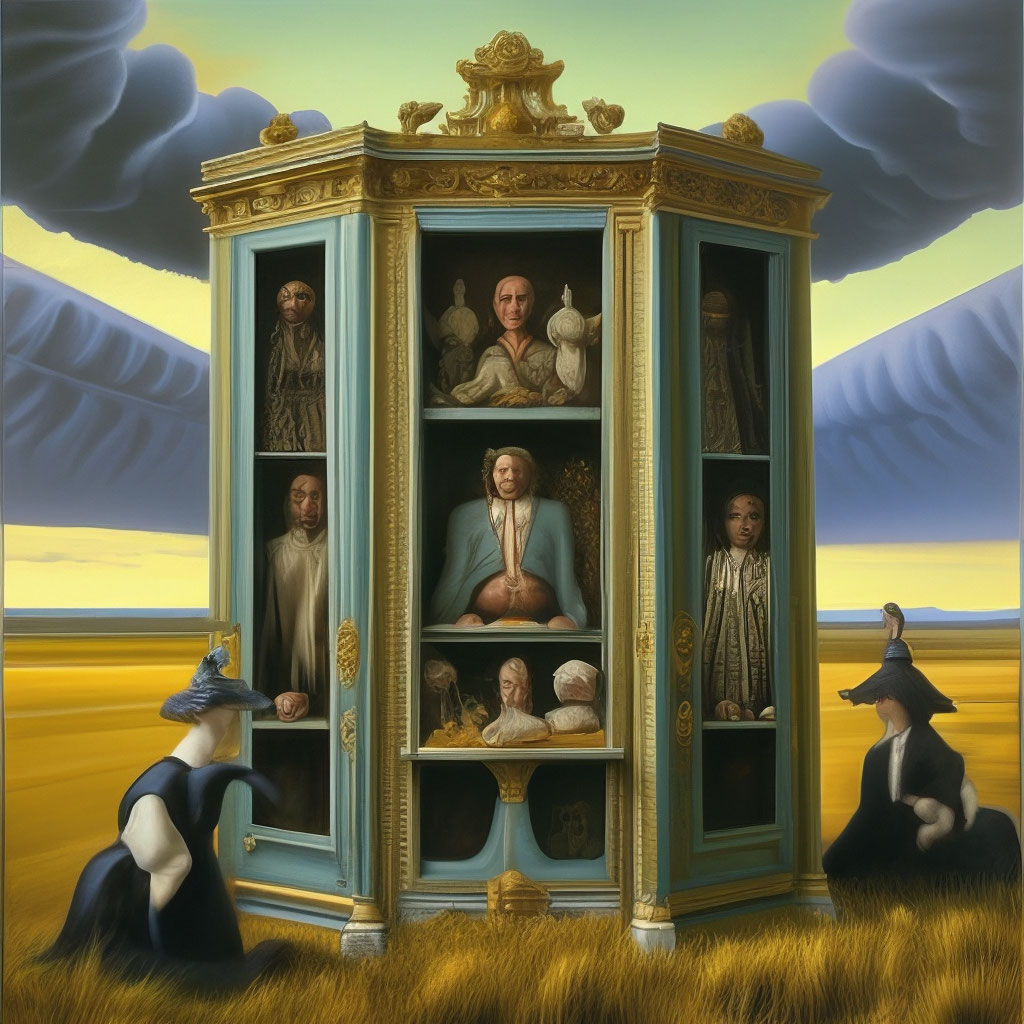 "Fabulous surrealism. The Empire style cabinet stands in a terrible ...
