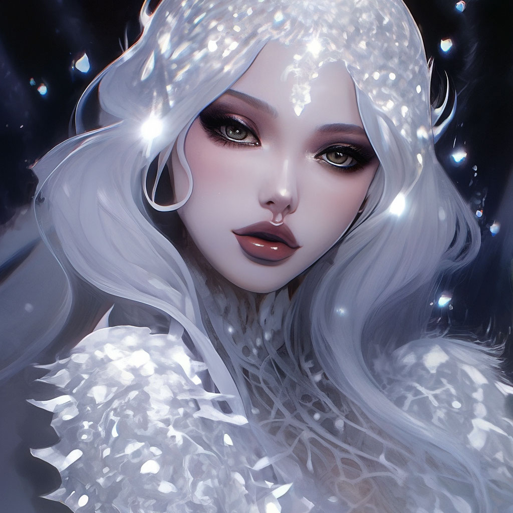 "Beautiful comet girl,white veil dress,plump lips and long eyelashes ...