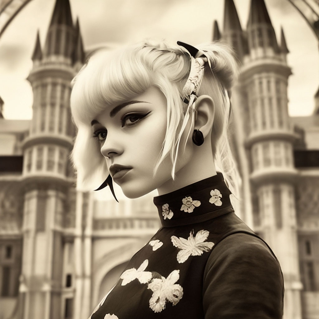 "🖤 punky style girl white hair bangs and pigtails and palaces of the ...
