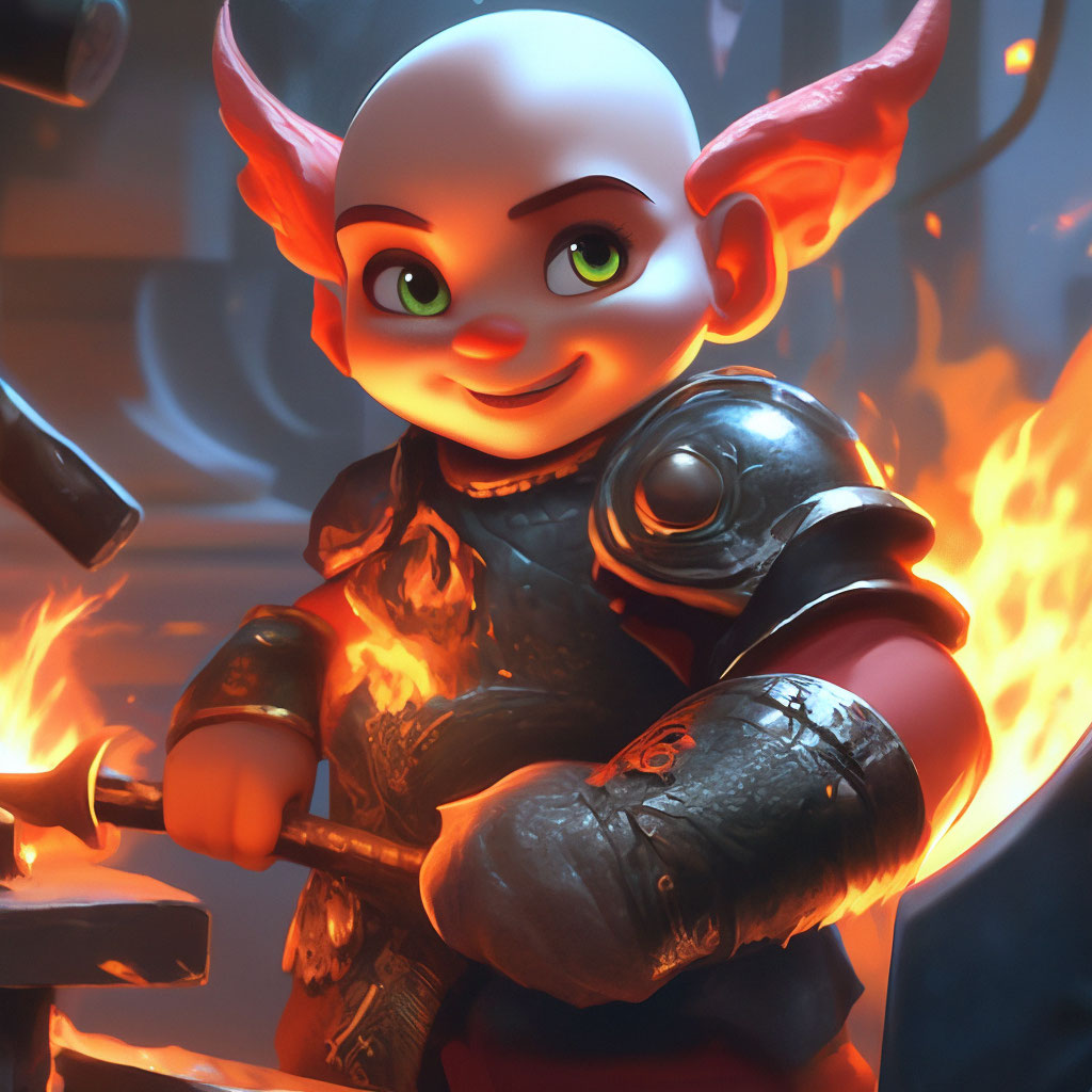 "Imp the blacksmith, heroic fantasy, magic, the Middle Ages, little imp ...