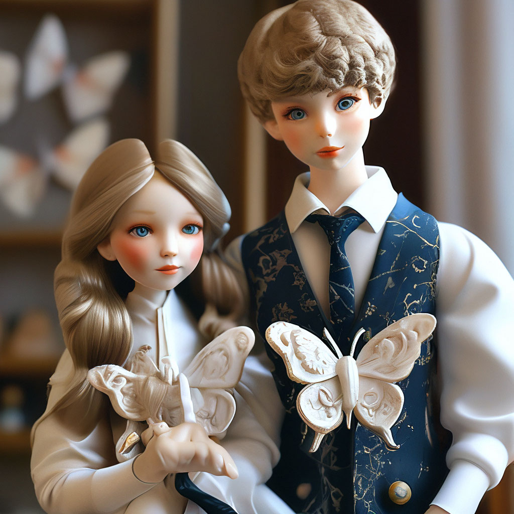 "Porcelain butterfly dolls girl and young man,high quality, high ...