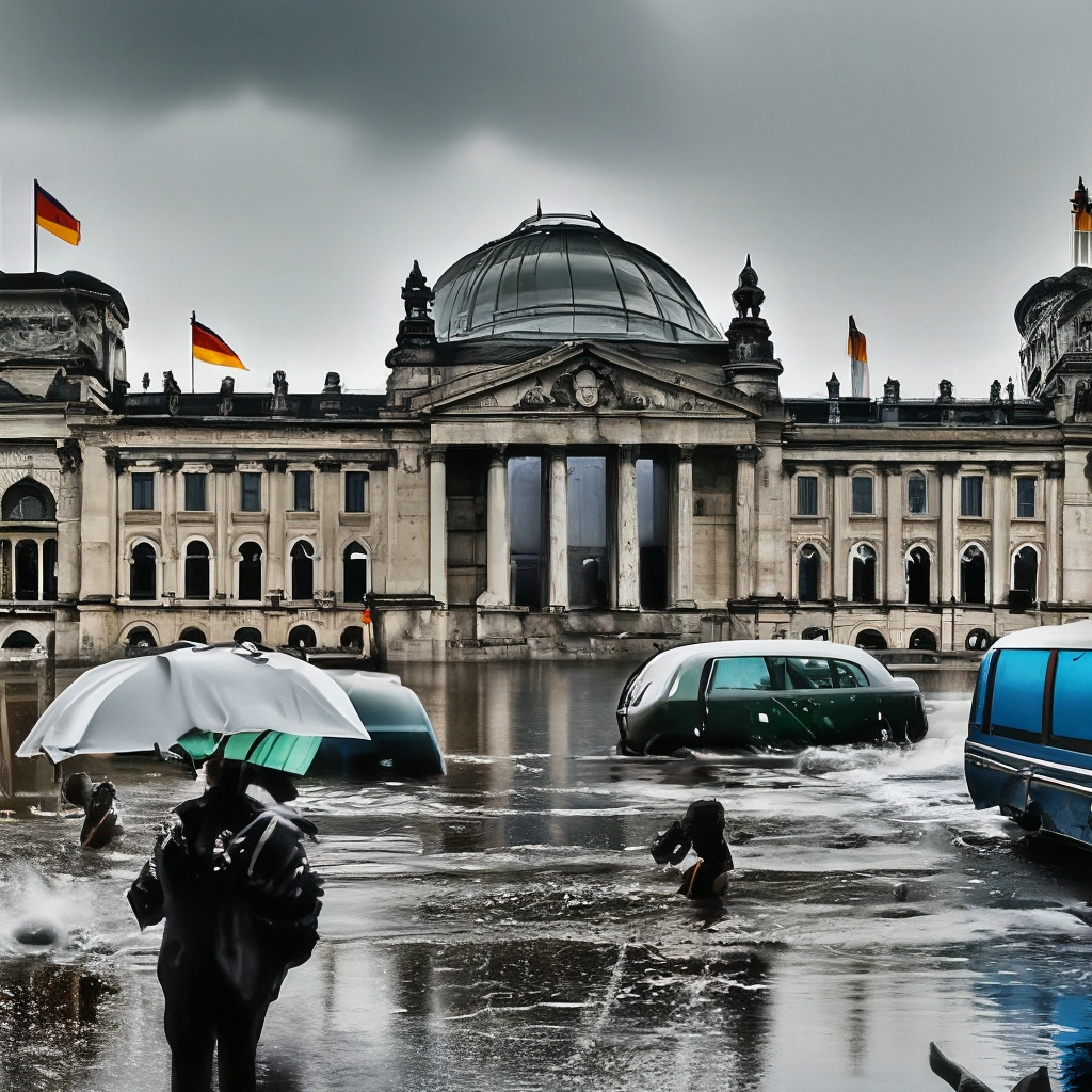 "Atmospheric, day, angle from the street with a view of the Reichstag ...