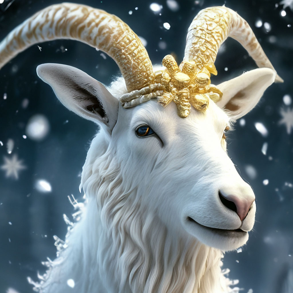 "Goat moose is a hybrid of a white goat and an elk on white New Year's ...
